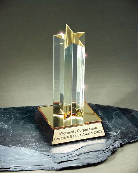 Single Gold Star Glass Award