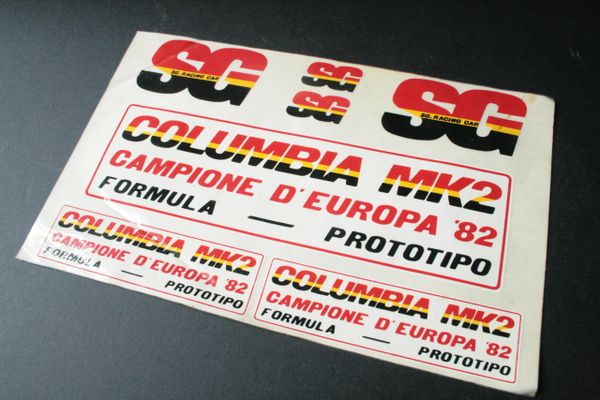 Vintage SG Racing Car Columbia Mk2 Decal / Sticker Sheet | Schumie-Spares