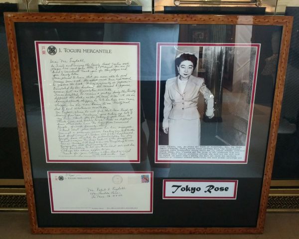 TOKYO ROSE HAND WRITTEN LETTER AUTOGRAPHED & FRAMED