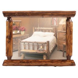 Cedar Log Half-Log Mirror Frame - 32" x 36" - Vintage Cedar SKU: 12901 ...