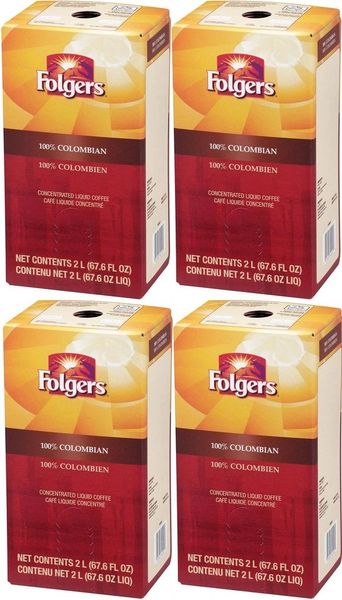 Folgers 2 Liter 100% Colombian Liquid Coffee Concentrate (Four Boxes)