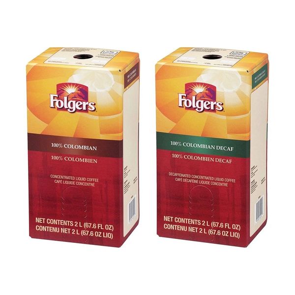 Folgers 2 Liter 100% Colombian Regular and Decaf Liquid Coffee (1 box ea.)