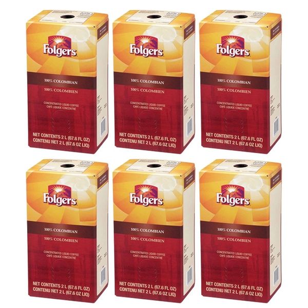Folgers 2 Liter 100% Colombian Liquid Coffee Concentrate (Six Boxes)