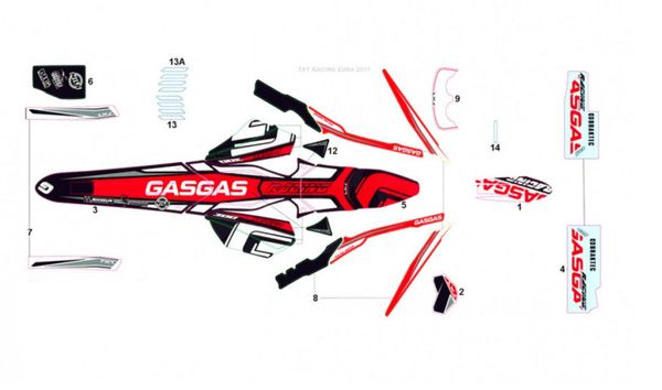 GasGas Decal Kit 2017 E4 BT95000CT-CJT-1 PRO RACING TXT Trial | Trials ...