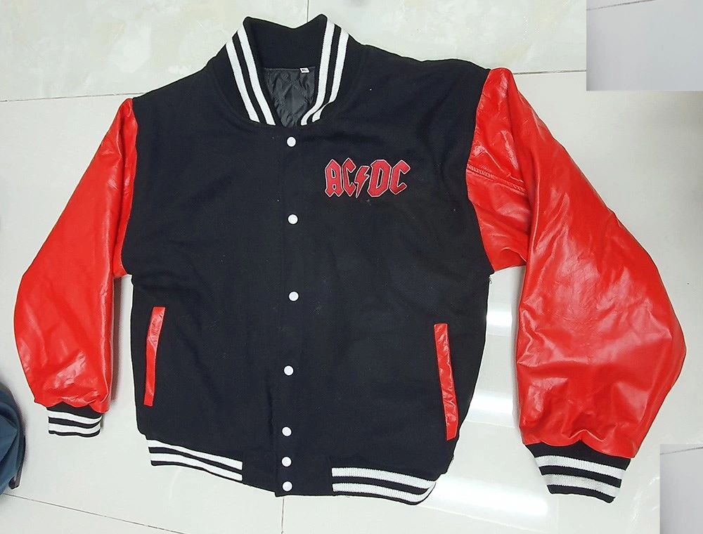 AC/DC Varsity jacket leather sleeves wool body Free Shipping