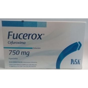 FUCEROX INY. 750 MG. CAJA C/FCO. AMP. C/PVO. Y AMP. C/5 ML.
