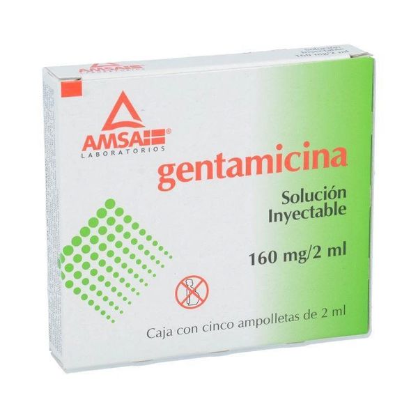 GENTAMICINA INY. 160 MG. CAJA C/5 AMP. C/2 ML.