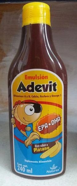 ADEVIT EMULSION SABOR PLATANO FCO. C/240 ML.