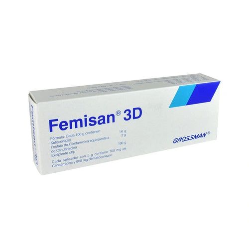 FEMISAN 3D CMA. VAGINAL 800/100 MG. CAJA C/TUBO C/18 G. Y 3 APLIC. C/5 G.