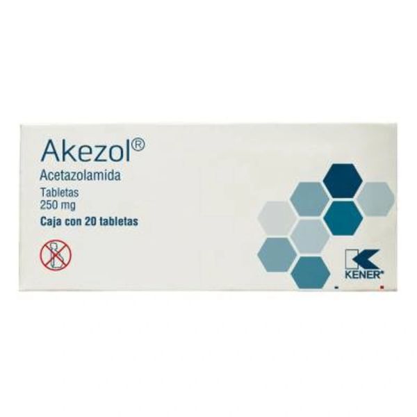 ACETAZOLAMIDA TAB. 250 MG. CAJA C/20 (AKEZOL)