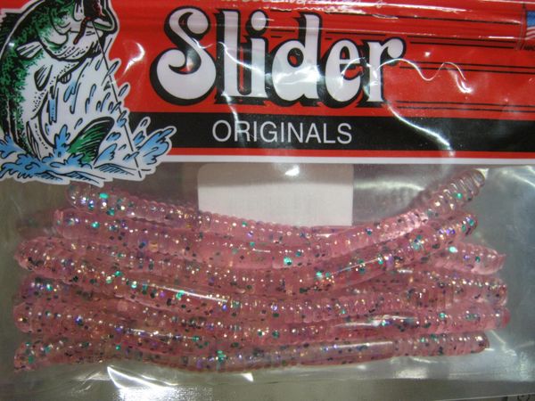 Charlie Brewer 4 inch slider worm 10 per pack cotton candy