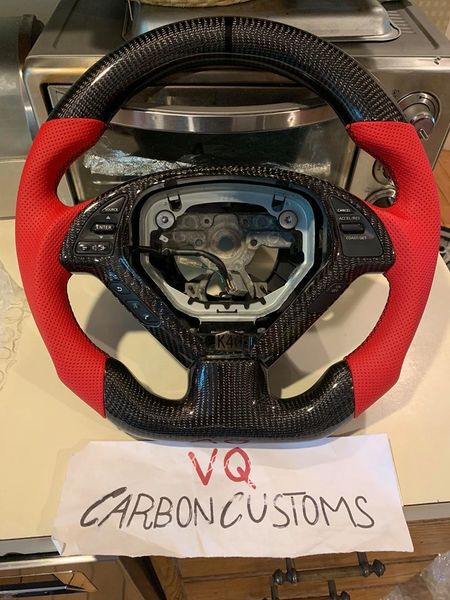 made to order - g37 - red leather black stitch - carbon fiber steering ...