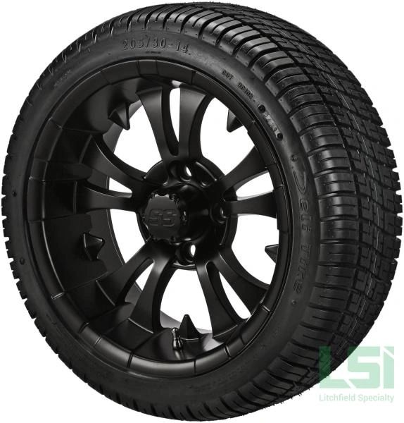 Set (4) 12" Shark Tooth Wheels and 215/50-12 Tires Mounted