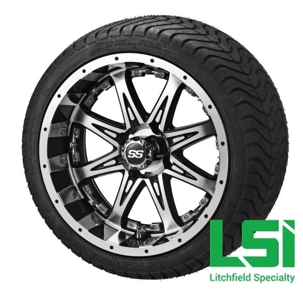 Set (4) 14" SS-R14 HD Aluminum Golf Cart Car Rim Wheel & 185/60-14 ...