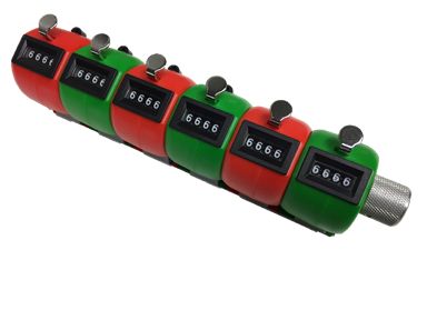 Tally Counter Six Bank Red Green