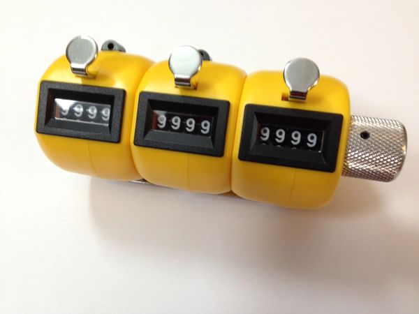 Tally Counter Three Bank Yellow Hand Held Unit