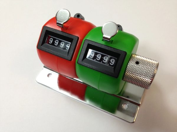 Tally Counter Two Bank with Pre-drilled base, Red Green