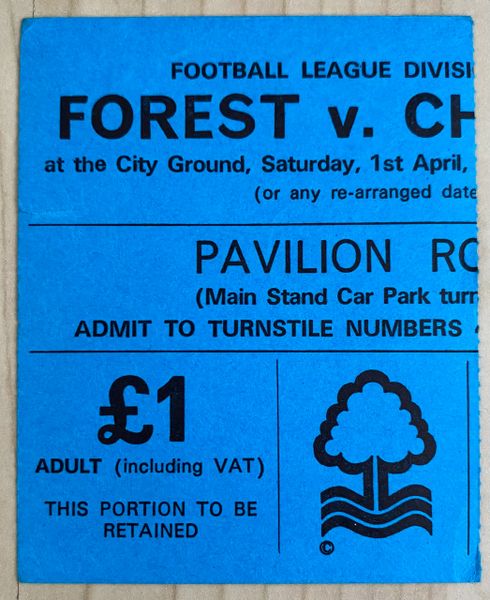 1977/78 ORIGINAL DIVISION ONE TICKET NOTTINGHAM FOREST V CHELSEA ...