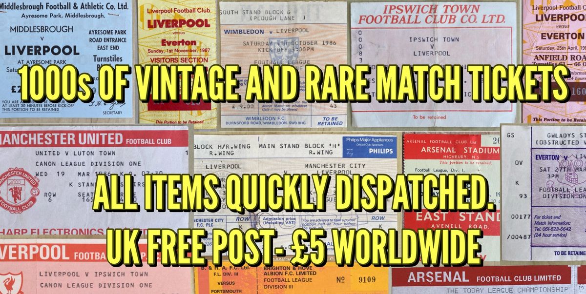 MATCH WORN FOOTBALL SHIRTS VINTAGE TICKETS MEMORABILIA