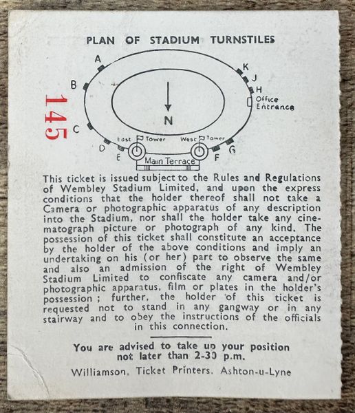 1961 ORIGINAL FA CUP FINAL TICKET TOTTENHAM V LEICESTER CITY G64 145 ...