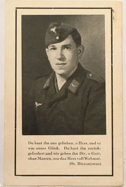 Luftwaffe Obgefr. Hans Rauch KIA 15 March 1945 served in a Artillery ...