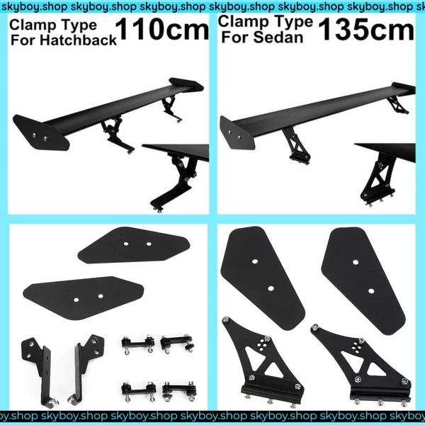 ADJUSTABLE LIGHTWEIGHT ALUMINUM UNIVERSAL RACING GT WING SPOILER BLACK