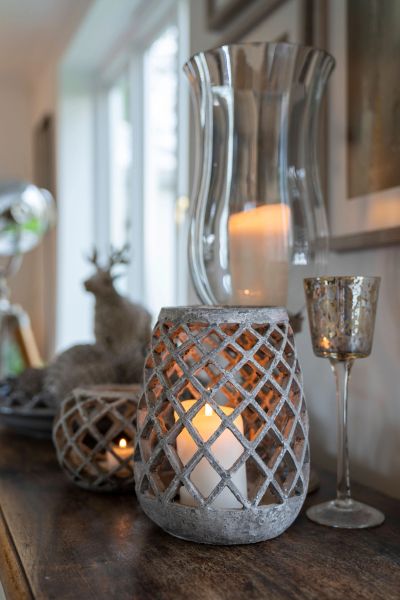 Large Conical Ceramic Lattice Hurricane Lantern