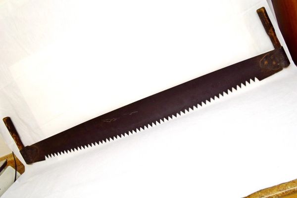Antique Two Man Crosscut Logging Saw 50 inch Primative Handmade 202300082