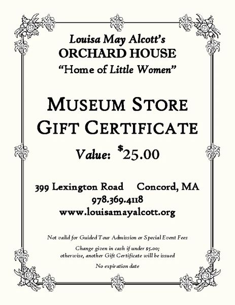 $25 Museum Store Gift Certificate