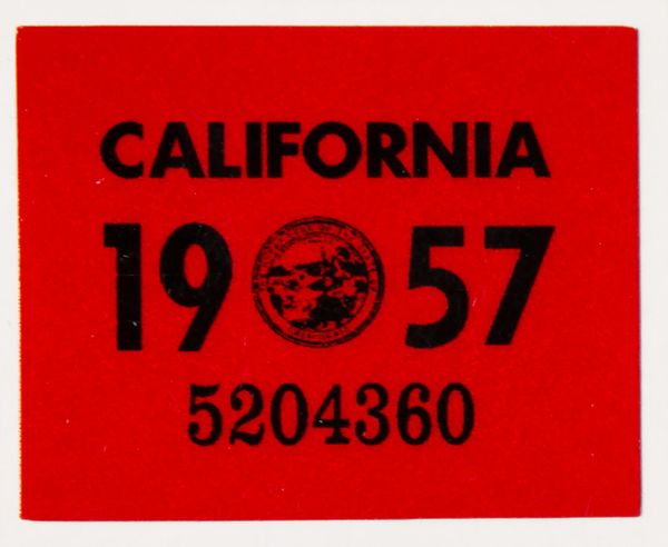 1957 California Year Registration Sticker