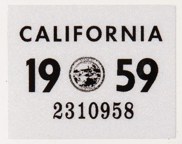 1959 California Year Registration Sticker