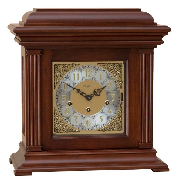 Kauffman Mantle Clock, Cherry 8-day Keywound Triple Chimes CH10103KCC