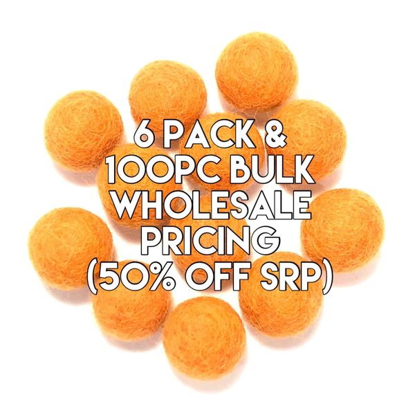 W-100PC Single Color Pack - CARROT Felt Balls