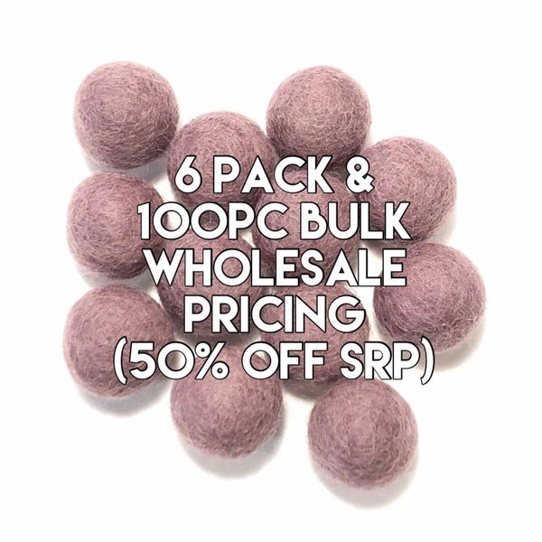 W-100PC Single Color Pack - LIGHT EGGPLANT Felt Balls