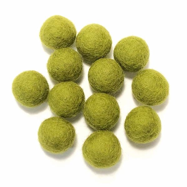 24PC Single Color Pack - OLIVE Felt Balls