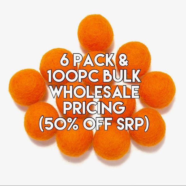 W-100PC Single Color Pack - CLEMENTINE Felt Balls