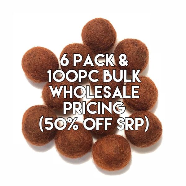 W-100PC Single Color Pack - RUSTY ORANGE Felt Balls
