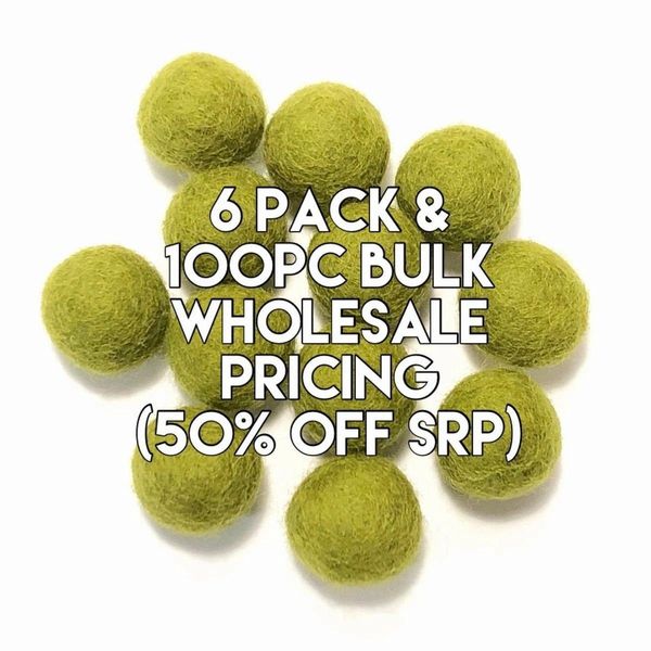 W-100PC Single Color Pack - OLIVE Felt Balls