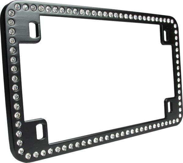 Motorcycle Black Ice Swarovski® Crystal License Plate Frame