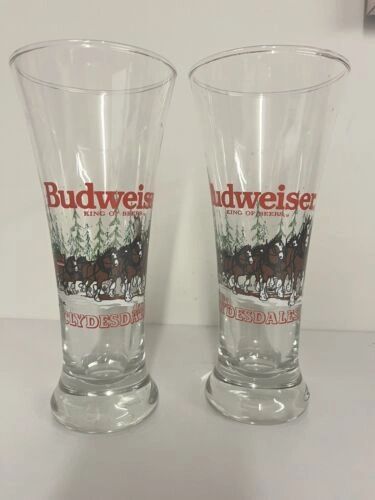 VINTAGE 1989 Budweiser Clydesdale Beer Glass Duo Set