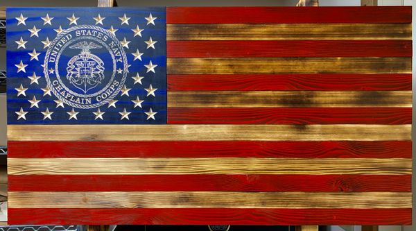 US Navy Chaplains Wooden Flag - (STANDARD Size 36"x 19.5")