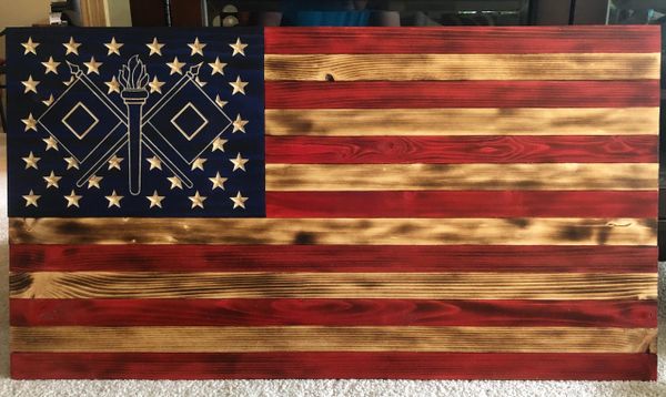 US ARMY SIGNAL CORPS Wooden Flag - (STANDARD Size 36" x 19.5")