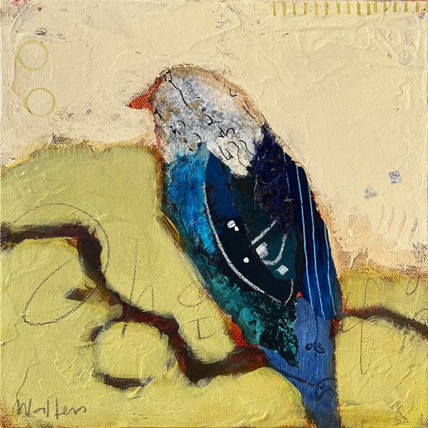 Shelli Walters - “Siggi” - 10” x 10”, acrylic + collage
