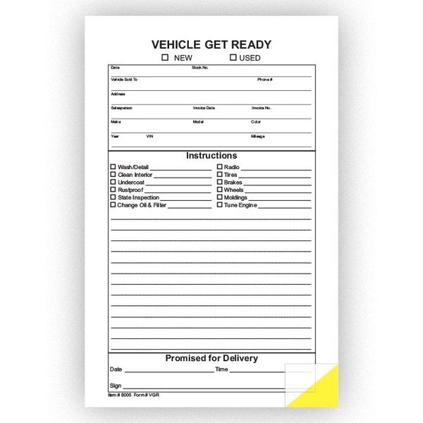 VEHICLE GET READY FORM