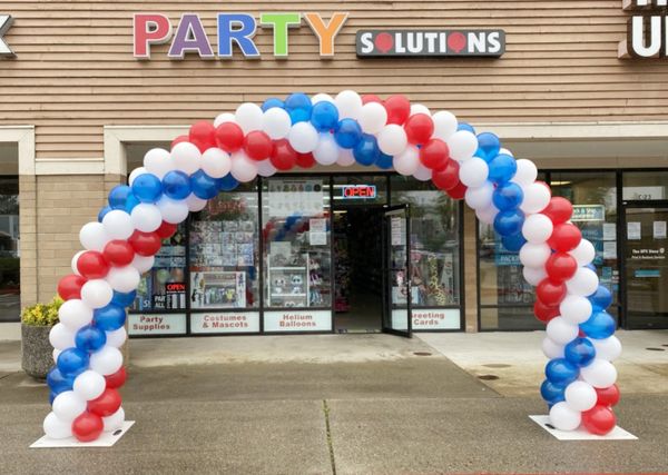 Standard Spiral Balloon Arch - Red/White/Blue