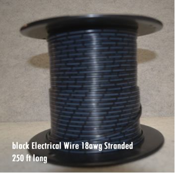 Black Electrical Wires : 18AWG Stranded 250 ft long