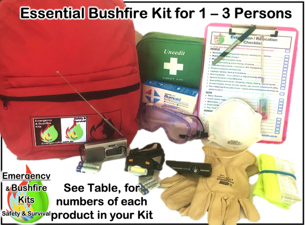 Essential Bushfire Kit for 1 (or 2 or 3)
