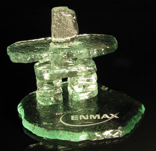 4.5" Clear Glass Inukshuk on Icefloe Base