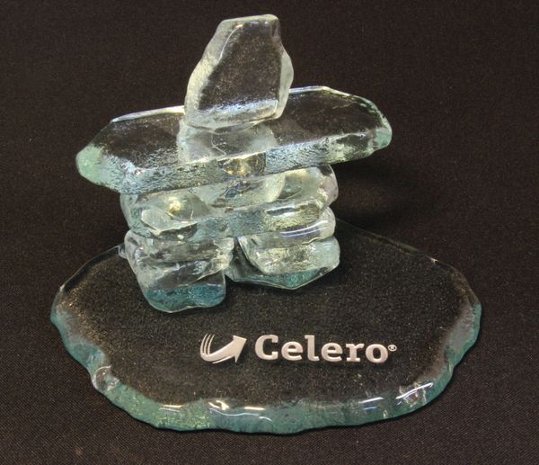 3.5" Clear Glass Inukshuk on Icefloe base