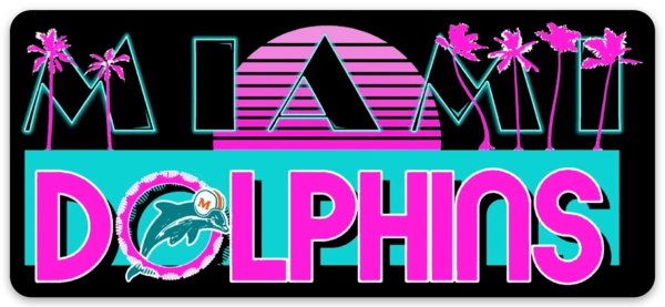 Miami Dolphins Miami Vice Theme Palm Trees & Sun logo type Football MAGNET